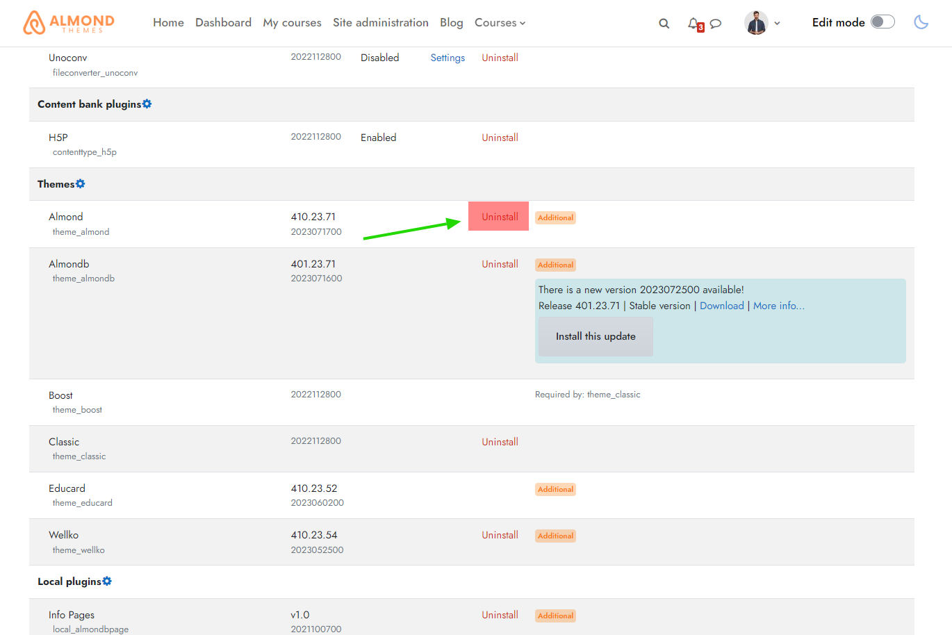 How To Uninstall Moodle Plugin Or Moodle Theme in Moodle 4.x